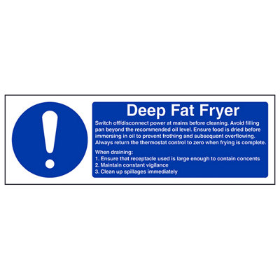 Deep Fat Fryer Catering Safety Sign - Adhesive Vinyl - 300x100mm (x3)