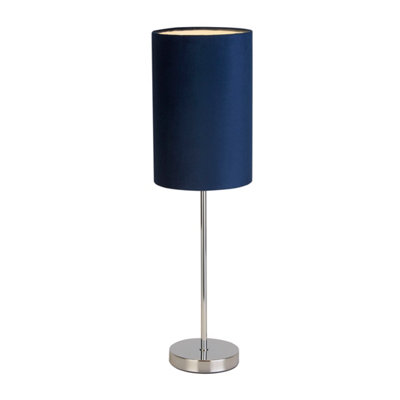 DEEP NAVY VELVET SLENDER TABLE LAMP | DIY at B&Q