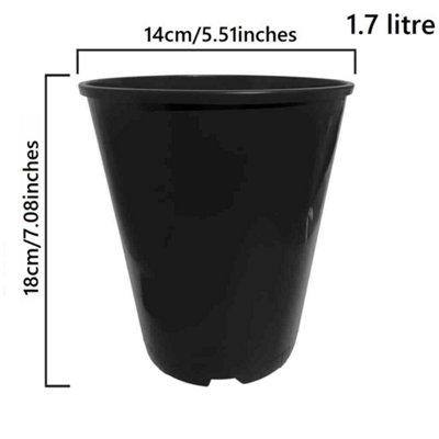 Deep Rose Pots Quality Plastic Plant Pot Tall Black Strong Flower 1.7 ...