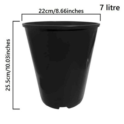 Deep Rose Pots Quality Plastic Plant Pot Tall Black Strong Flower 7 ...