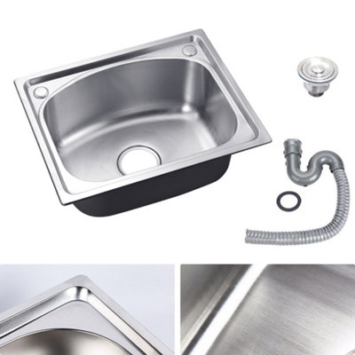 Deep Single Bowl Stainless Steel Kitchen Sink Basin with Strainer 55cm ...