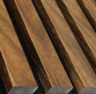 Deep Walnut Slat Wall Panel - FLLOW - Pack of 2 panels, 30x30 cm each