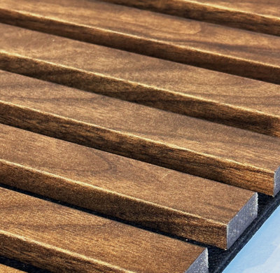 DEEP WALNUT SLAT WALL PANEL - FLLOW - PACK OF 2 PANELS, 30X30 CM EACH