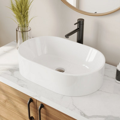 DeerValley Ceramic Cloakroom Basin Hand Wash Sink, White Oval ...