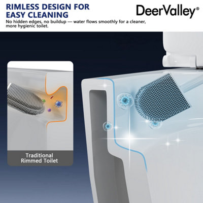 DeerValley Rimless Toilet Back to Wall, Dual Flush 1.1/1.6 GPF Bathroom ...