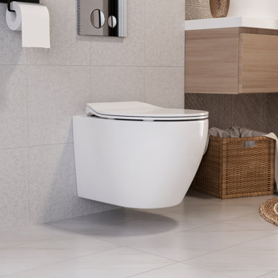 DeerValley Wall Hung Toilet, 1.6 GPF/1.1 GPF Dual Flush with Soft ...