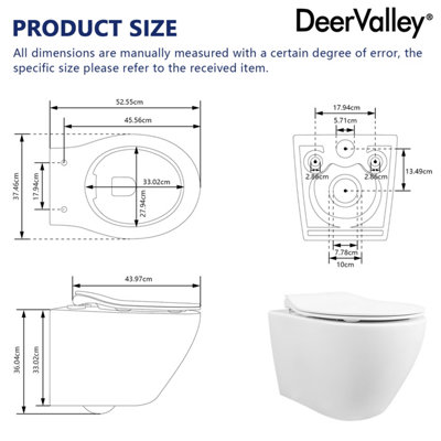 DeerValley Wall Hung Toilet, 1.6 GPF/1.1 GPF Dual Flush with Soft ...
