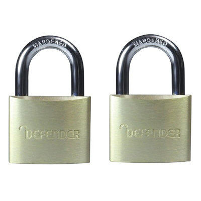 Defender Aluminium Padlock Multi Colour (Twin Pack Standard Shackle 40mm)