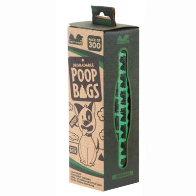 Degradable Green Poop Bags Roll Dispenser Box Pet-Pro Essential (300 ...