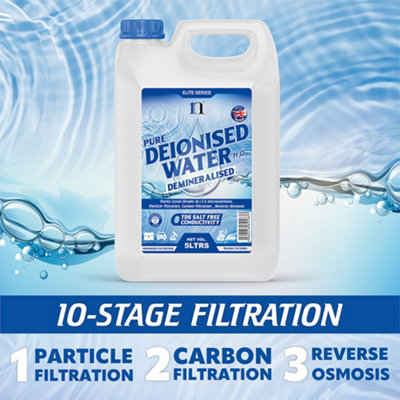 Deionised Water 5 x 5 Litre - 25 Litres for Steam Irons, Car Batteries ...