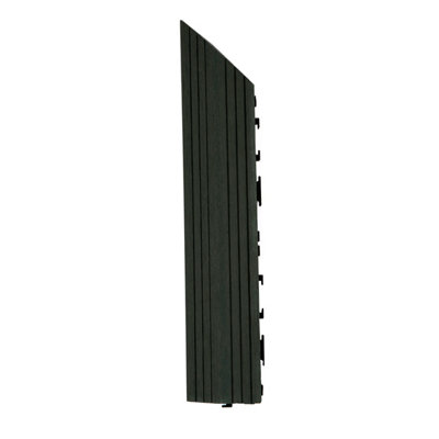 Dekco 1 Piece Black Composite Interlocking Left Edging Tile 37cm x 7cm