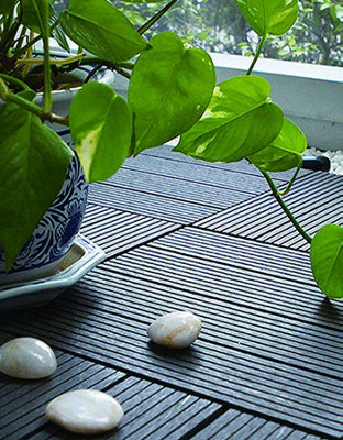 Dekco 1 Piece Black Composite Interlocking Left Edging Tile 37cm x 7cm