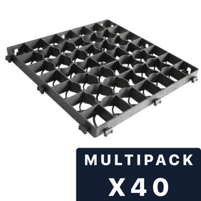 DekRock Heavy Grass/Gravel Paving Grids (Pack of 40, 10sqm) BLACK