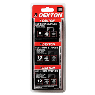 Dekton 1500 X Stapler Gun Refills 8mm,10mm & 12mm Staples Fabric Wood ...