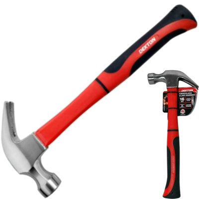 Dekton 16oz Claw Hammer Rubber Grip Handel Hardened Fibreglass Steel ...