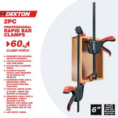 Dekton 2Pc 6" Rapid Clamp Set Quick Grip Speed Ratchet Spreader Vice ...