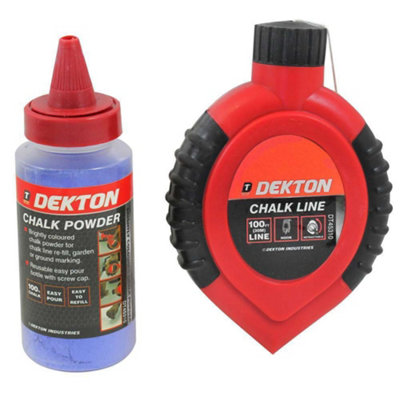 Dekton 2pc Builders Chalk String Line Kit Reel Set 30m (100ft) 4oz Blue ...