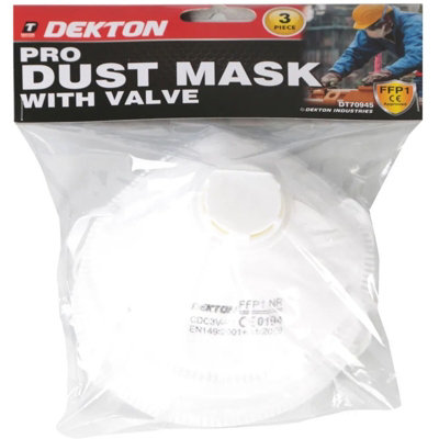 Dekton 2pc Dust Protection Valved Face Mouth Respirator Mask With Valve ...
