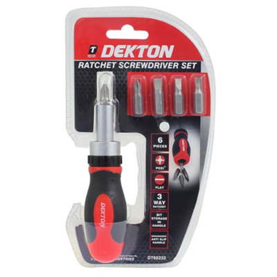 Dekton 3 way Ratchet Screwdriver Set , Storage Case and Accessories.