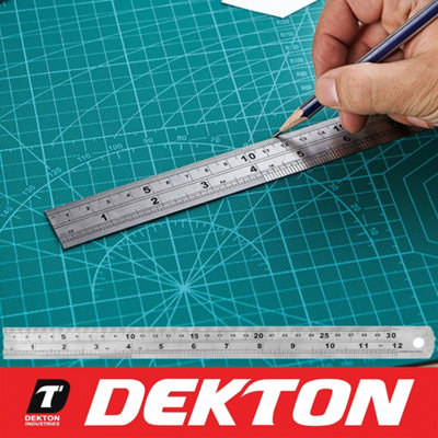 Dekton 300mm Stainless Steel Ruler Metal Grill Size Gauge Guide Metric ...