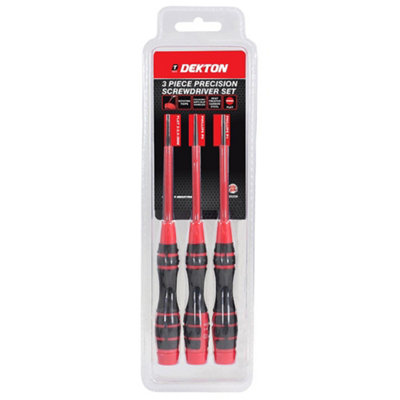 Dekton 3pc Long Precision Screwdriver set, Includes: Flat: 2-2.5-3mm ...