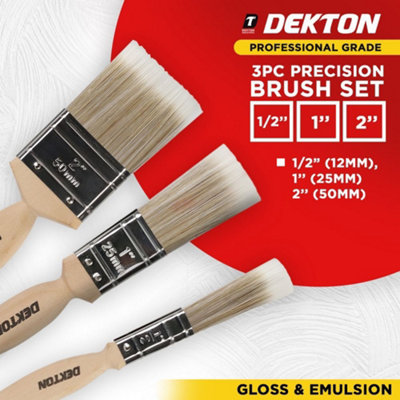 Dekton 3pc Professional Grade Precision Paint Brush Set Decorating DIY ...
