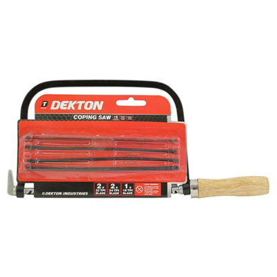 Dekton 6 Coping Fret Saw Wooden Handle Steel Metal Frame With 5 Blades