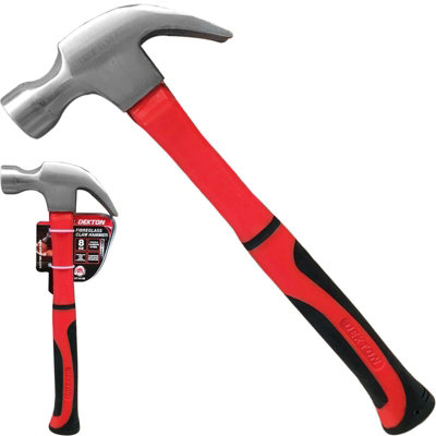 Dekton 8oz Claw Hammer Rubber Grip Handel Hardened Fibreglass Steel ...