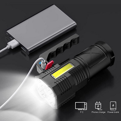 Dekton High Powered LED Multi Torch Portable Lamp Rechargeable Light ...