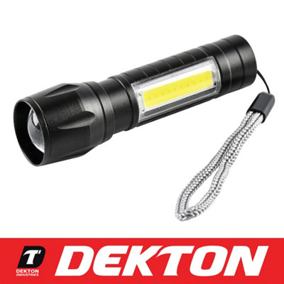 Dekton LED Torch 100 Lumens 100m Flashlight USB Rechargeable With Case ...