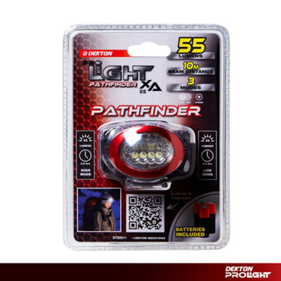Dekton Pathfinder LED Head Light Torch Headlamp 55 Lumens 10M Range ...