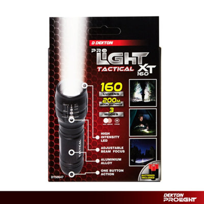 Dekton Pro Light Tactical XT 160 COB LED Torch 160 Lumens 200M Range ...
