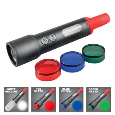 Dekton Rechargeable COB Torch 600 Lumens MultiFunction Colour Filter ...