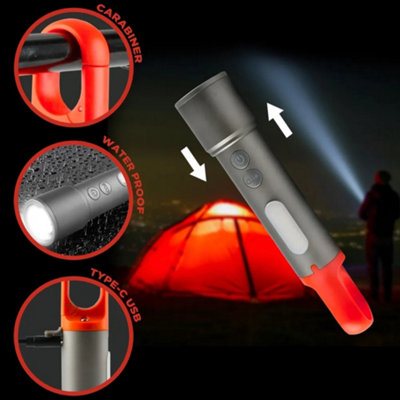 Dekton Rechargeable COB Torch 600 Lumens MultiFunction Colour Filter ...