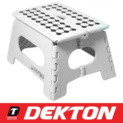 Dekton White Folding Step Stool 150kg Max Anti Slip Home Workplace Aid ...