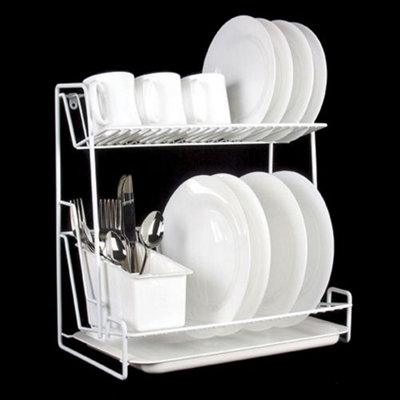 Delfinware Wireware White 2 Tier Plate Rack | DIY at B&Q