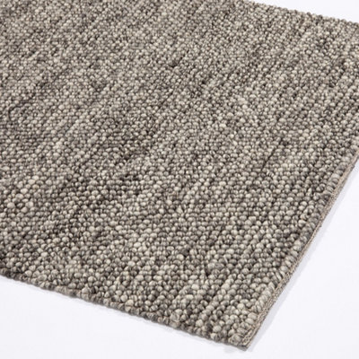 Delilah 120x170cm Motted Grey Wool Pebble Rug | DIY at B&Q