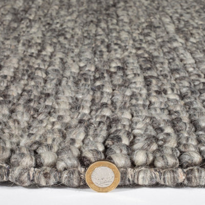 Delilah 120x170cm Motted Grey Wool Pebble Rug