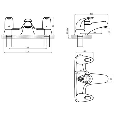 DELLA Bath & Shower Mixer Chrome - Durable Modern Dual Handle Bath Tap ...