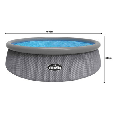 Dellonda 15ft 450cm Garden Kids Paddling Swimming Pool+Accessories Grey ...