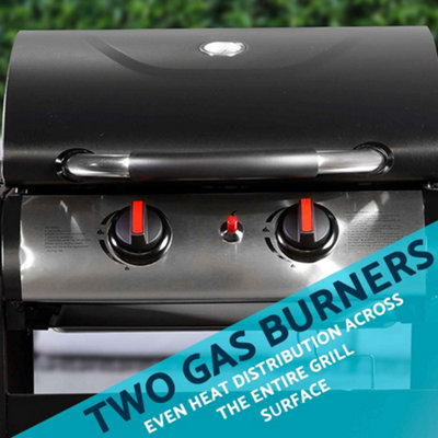 Dellonda 2 Burner Gas BBQ Grill with Piezo Ignition, Built-In ...