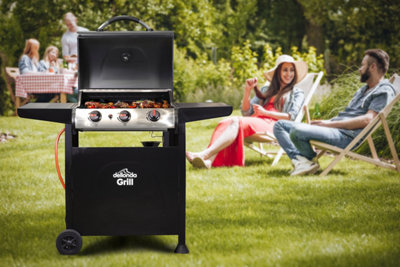 Dellonda 3 Burner Gas BBQ Grill With Piezo Ignition, Built-In ...