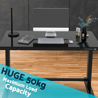 Dellonda Black Electric Adjustable Standing Desk with USB & Drawer ...