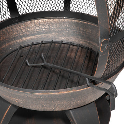 Dellonda Deluxe 360 Chiminea/Fire Pit - Antique Bronze Finish