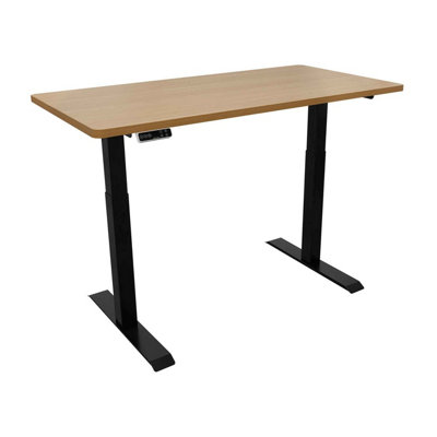 Dellonda Oak Electric Adjustable Standing Desk, 1400 x 700mm Dual Motor ...