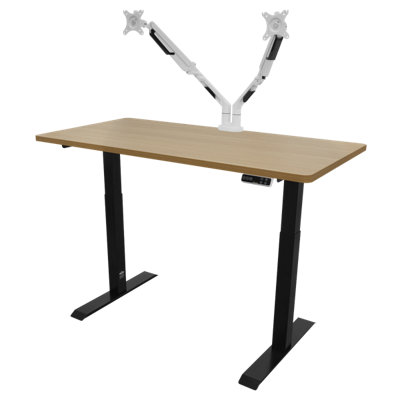 Dellonda Oak Electric Adjustable Standing Desk, 1400 x 700mm Dual Motor ...