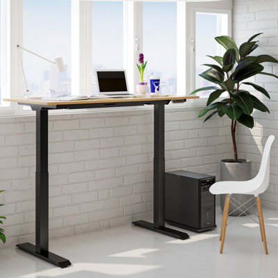 Dellonda Oak Electric Adjustable Standing Desk, 1400 x 700mm Dual Motor ...