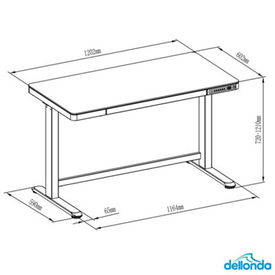 Dellonda Oak Electric Adjustable Standing Desk with USB & Drawer, 1200 ...