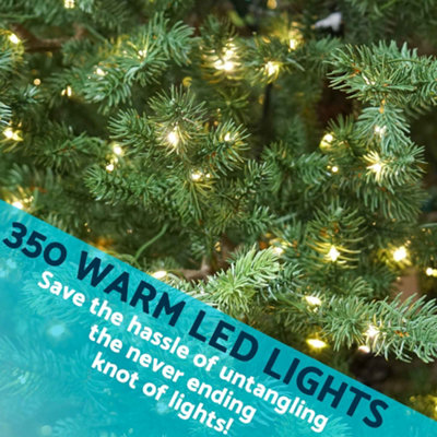 Dellonda Pre-Lit 7ft Hinged Christmas Tree, Warm White LED Lights & PE ...