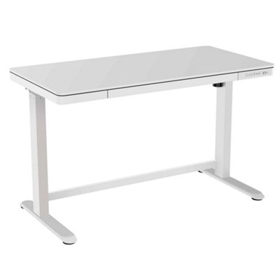 Dellonda White Electric Adjustable Standing Desk with USB & Drawer ...